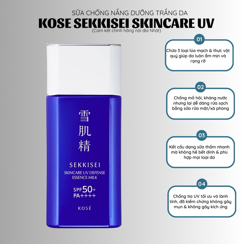 Kem chống nắng Kose Sekkisei Skincare UV Milk SPF50+/PA++++ | Shopee Việt Nam