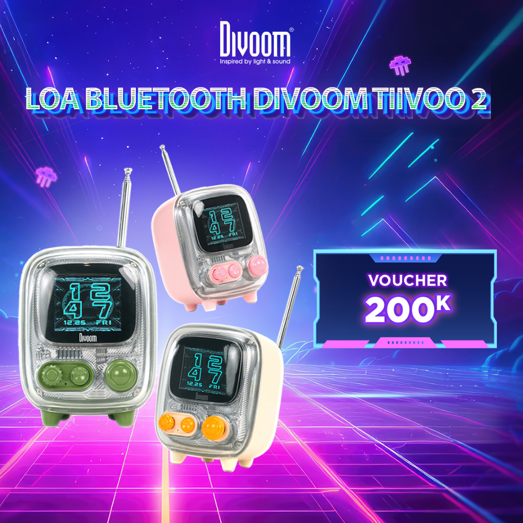 Loa bluetooth mini Divoom Tiivoo 2 màn hình pixel art, thiết kế nhỏ gọn ...