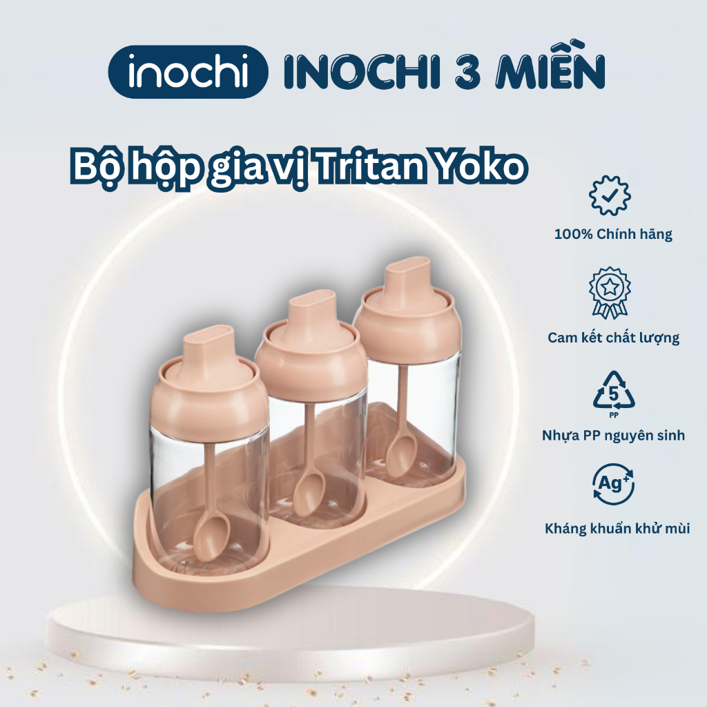 Bộ hộp đựng gia vị tritan, lọ đựng gia vị Inochi có đế, kèm muỗng đong ...