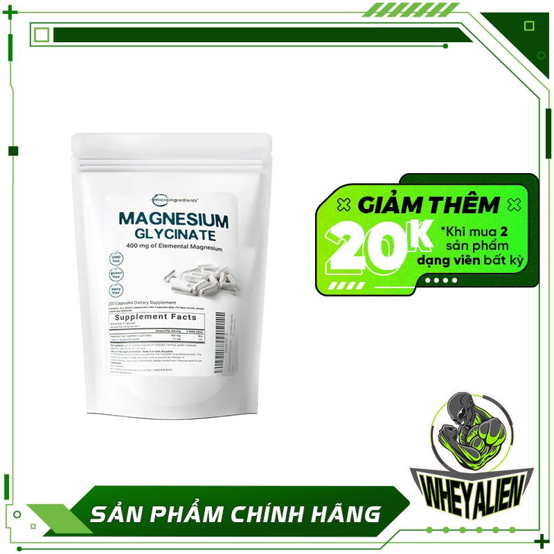 Micro ingredients Magnesium Glycinate Bổ Sung Magie Hỗ Trợ Sức Khỏe T ...