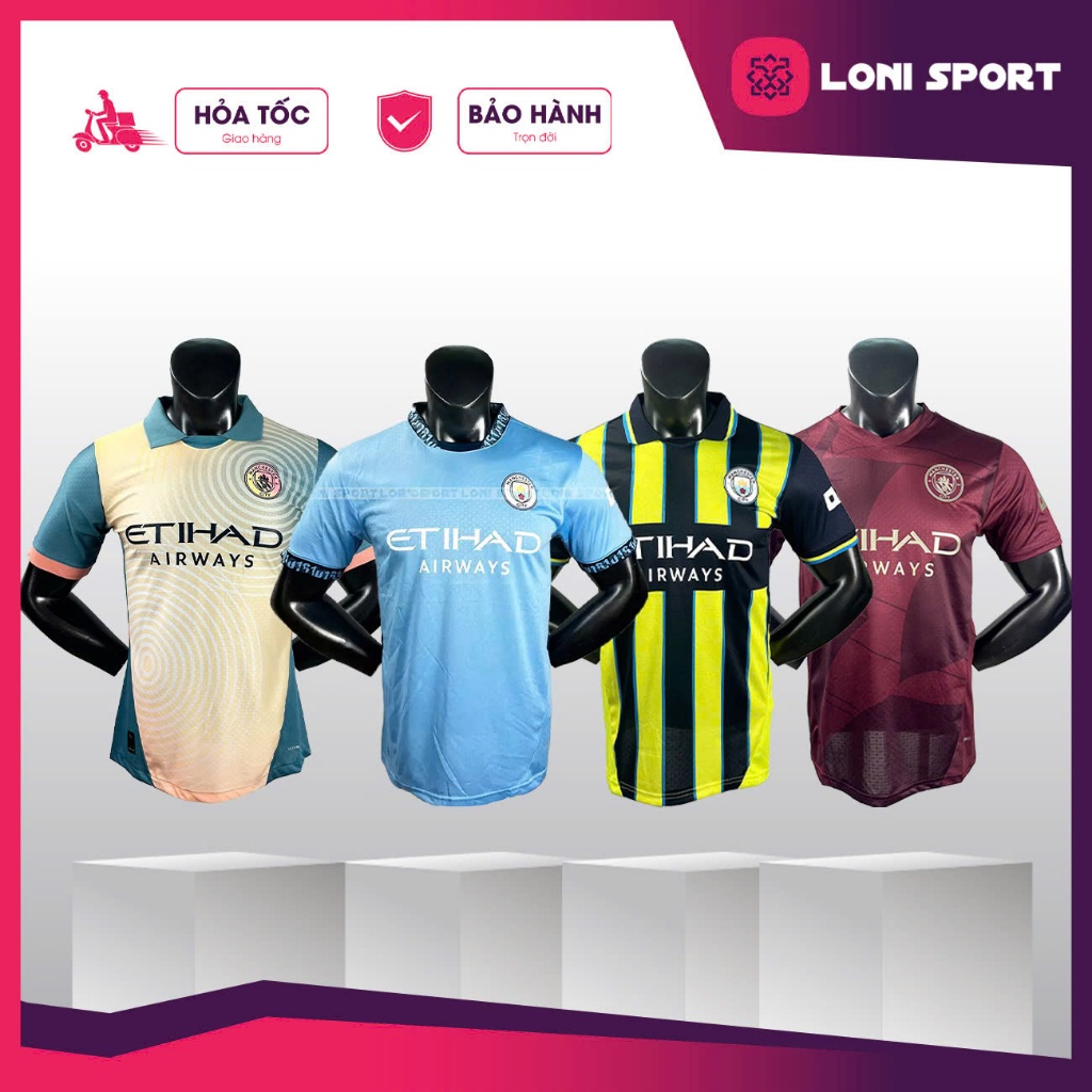 [Bản Player xịn] Áo M.C sân nhà xanh, M.C sân khách sọc xanh, M.C 3rd đỏ đô 24/25. Hàng nhập ...