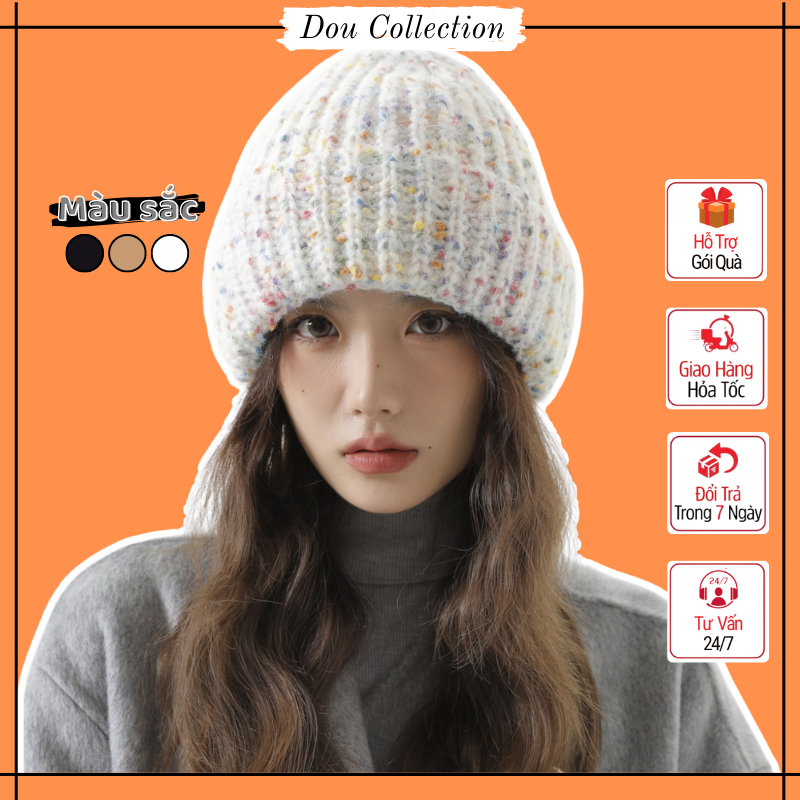 Mũ Len Unisex, Nón Len Nữ Trơn Chấm Bi Nhiều Màu Sắc Dày Ấm Phong Cách ...