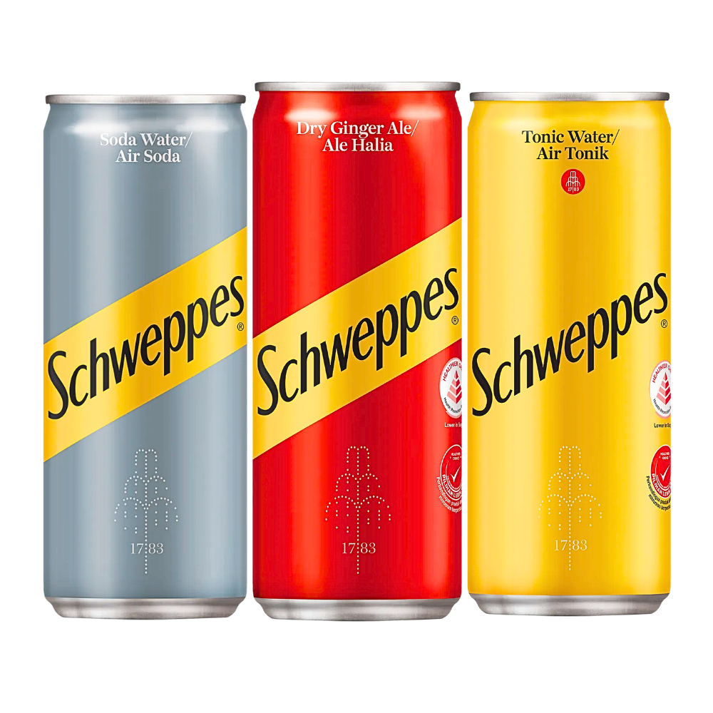 Thùng 24 lon nước soda Schweppes không đường/Dry Ginger Ale/Tonic Water ...