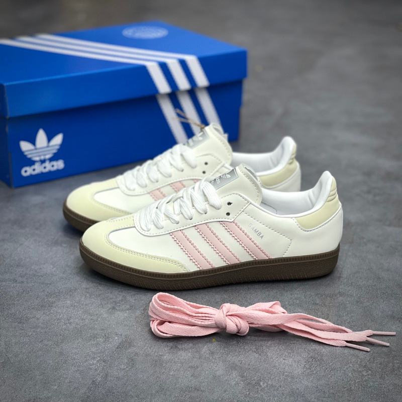 Giày Samba, giày thể thao samba Classic White hồng đế nâu bản cao cấp ...