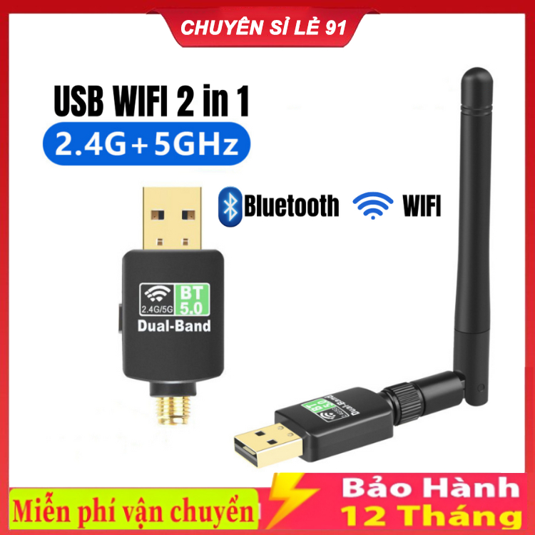 USB WiFi + BLUETOOTH 600Mbps 1300Mbps 5G , đầu thu wifi cho pc laptop card mạng wifi bluetooth ...