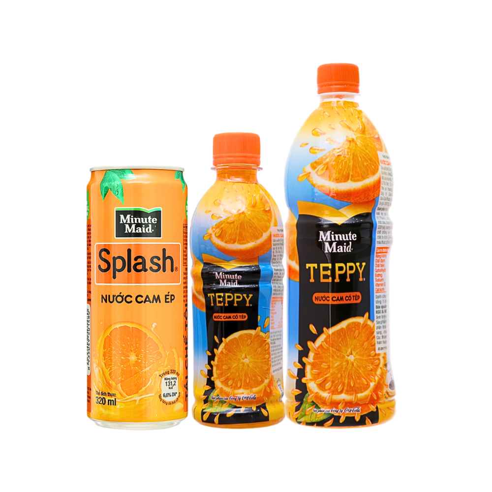 Nước cam có tép Teppy Minute Maid lon 320ml và chai 327ml/1L | Shopee ...