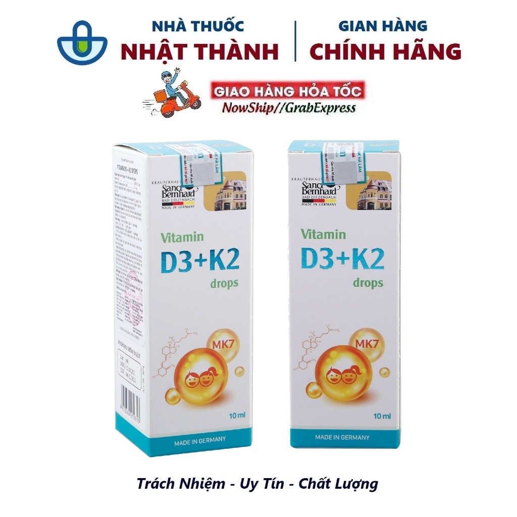 (Hàng nhập khẩu) Vitamin D3 K2 MK7 Sanct Bernhard Đức Drops 10ml - Hỗ Trợ Giảm Nguy Cơ Còi Xương ...
