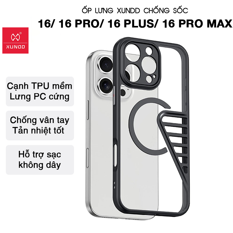[Hỏa Tốc HCM] Ốp lưng XUNDD iPhone 16/ 16 Pro/ 16 Plus/ 16 Pro Max - Hỗ trợ sạc không dây (XDD ...