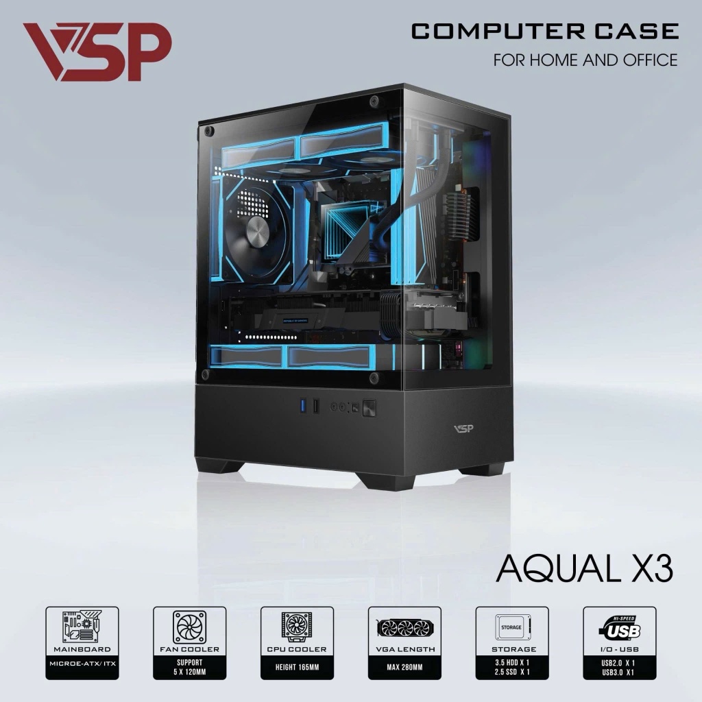 Vỏ case 2 mặt kính VSP 212 + Aqua x3 New không kèm fan | Shopee Việt Nam