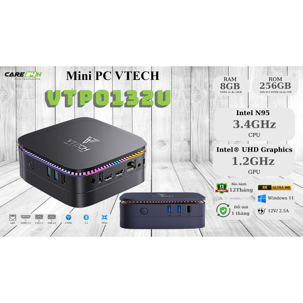 Mini PC VTECH VTPO132U Intel N95| Ram 8Gb | SSD 256Gb chính hãng ...