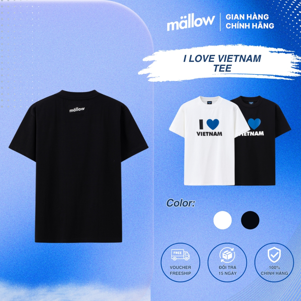 Áo phông Mallow I LOVE VIET NAM nam nữ hình in chất vải tốt | Shopee ...