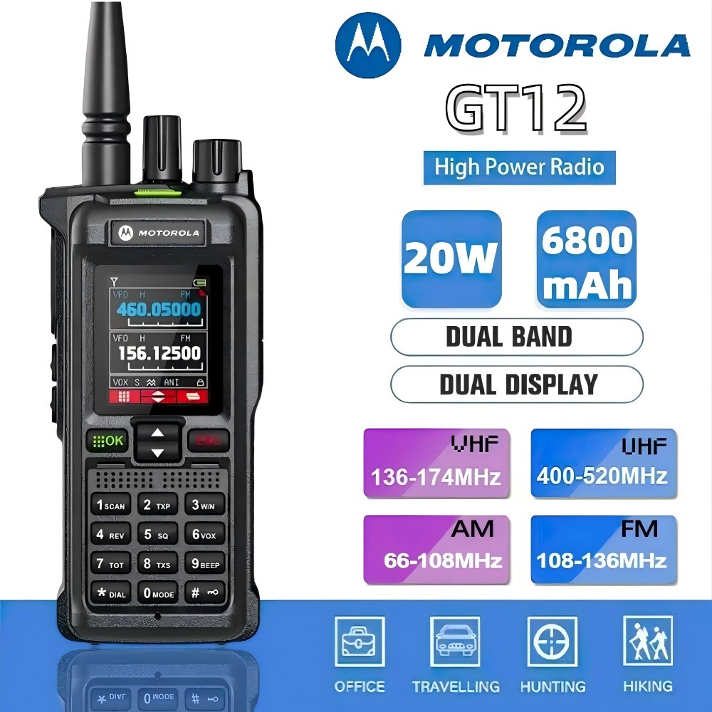 Máy bộ đàm Motorola GT12 Bộ đàm(1-20KM) 199 Kêng 20W VHF/UHF Xuyên Vật Cản Cực Tốt - Pin Dung ...