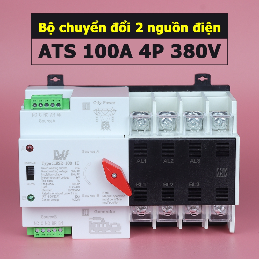 Bộ chuyển đổi hai nguồn điện 4P ATS 100A LW cho điện 3 pha không gián đoạn | Shopee Việt Nam