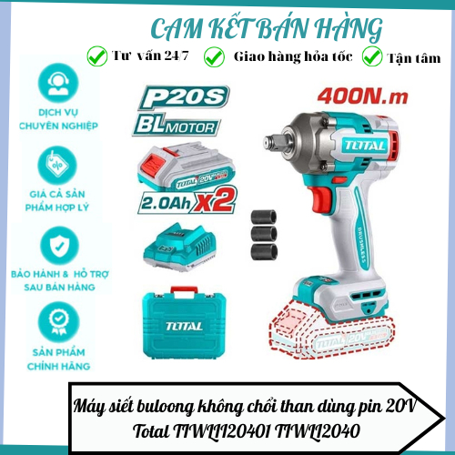 Máy siết buloong không chổi than dùng pin 20V 400N.m TOTAL TIWLI20401 ...