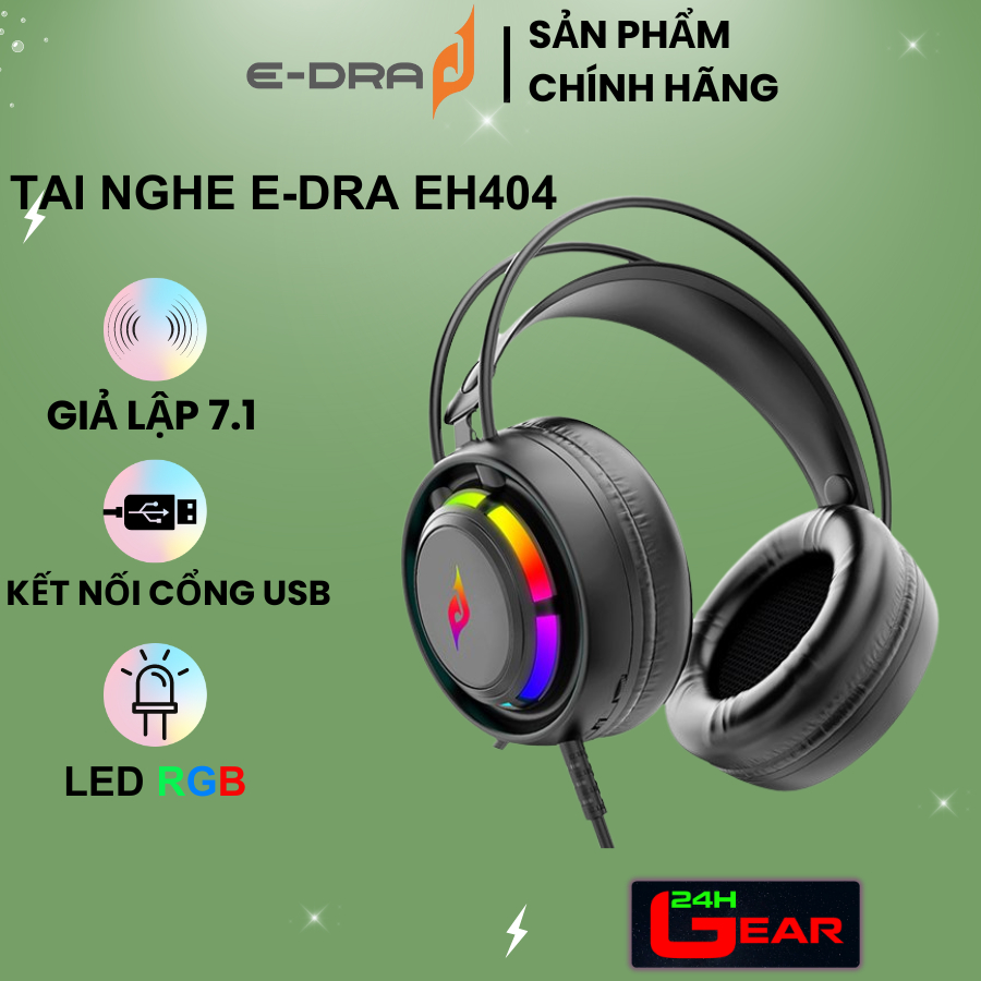 Tai nghe gaming EDRA EH404 LED RGB - Mic ngắn (Kết nối cổng USB) Chính ...
