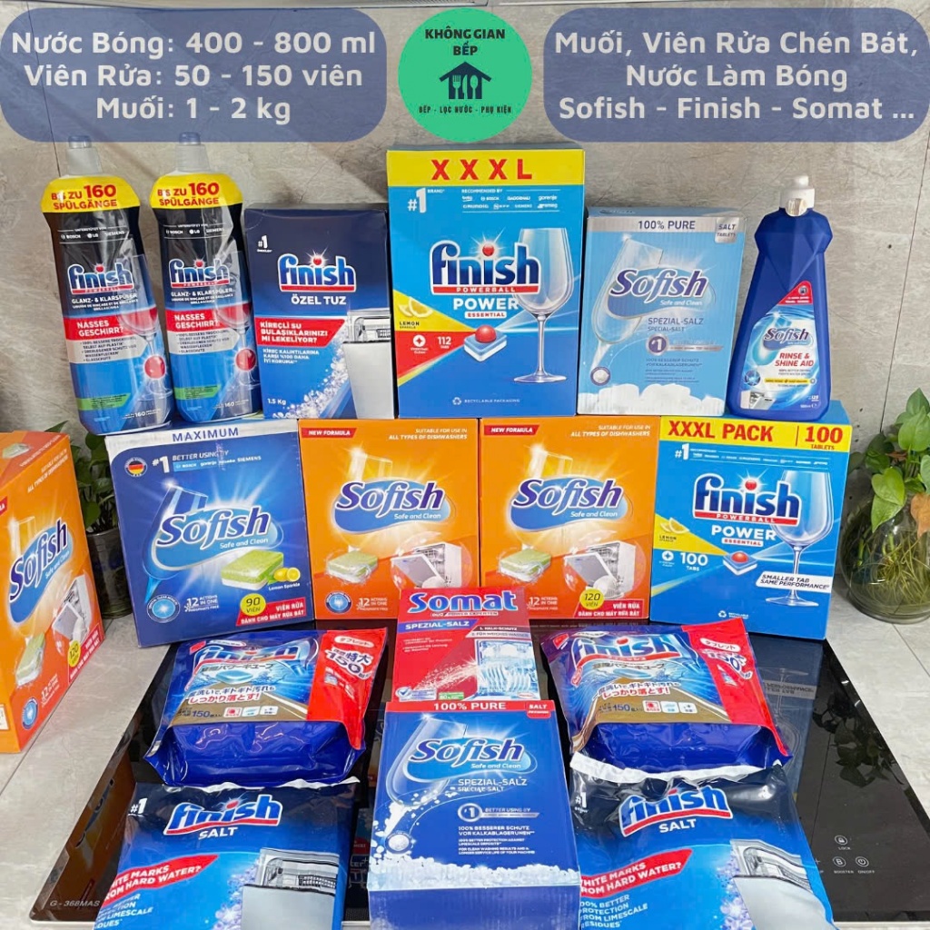 (Sale) Muối Rửa Bát, Viên Rửa Chén Bát, Nước Làm Bóng Sofish - Finish ...