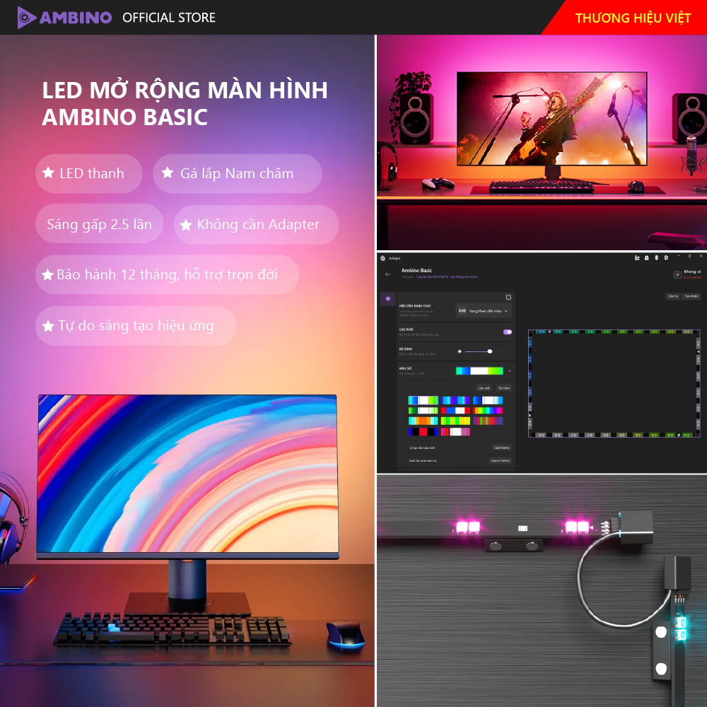 (Ambino HCM) Bộ LED mở rộng màn hình Ambino Basic - Đèn LED màn hình ...