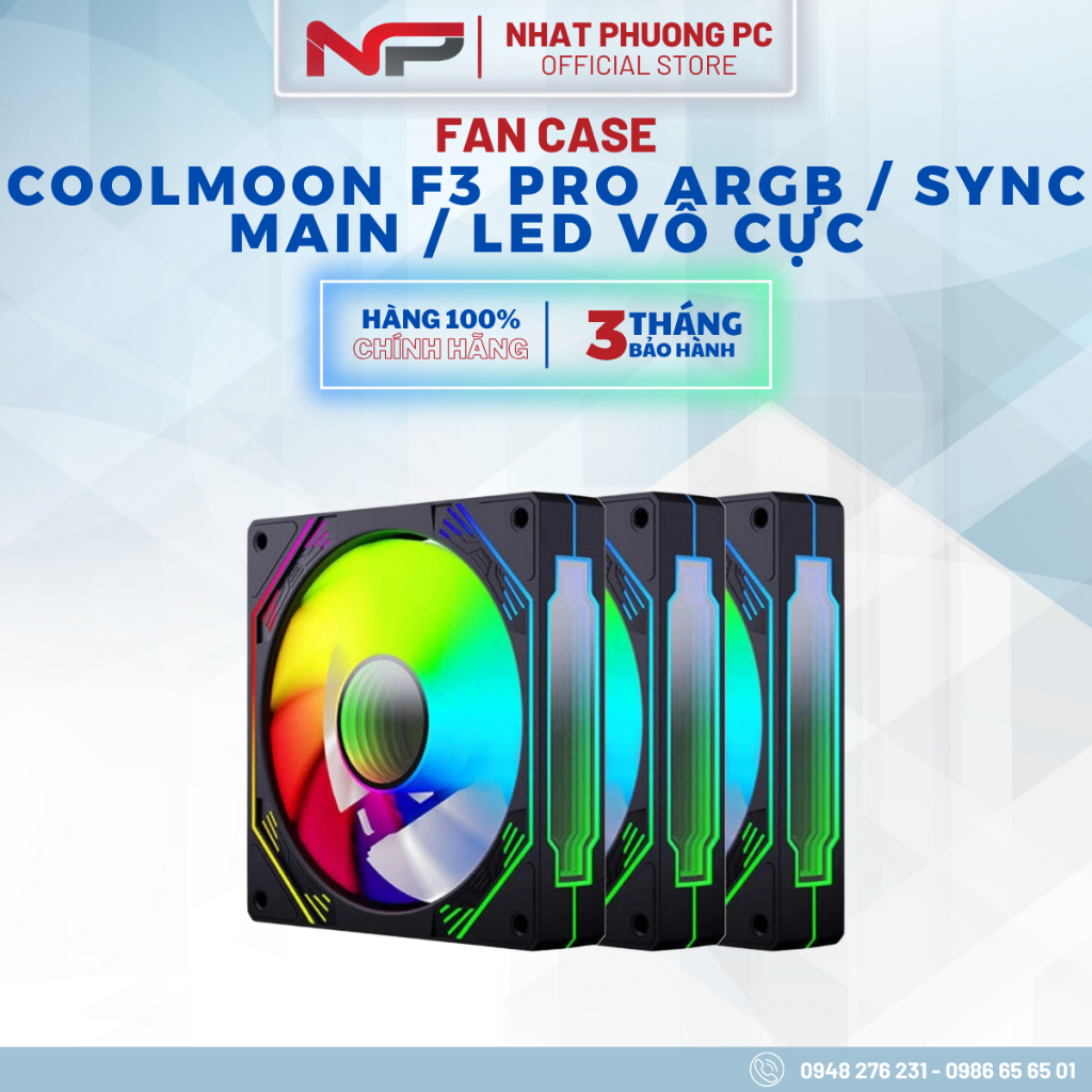 Fan Case CoolMoon F3 Pro ARGB / Sync Main / Led vô cực ( Tặng ốc bắt ...