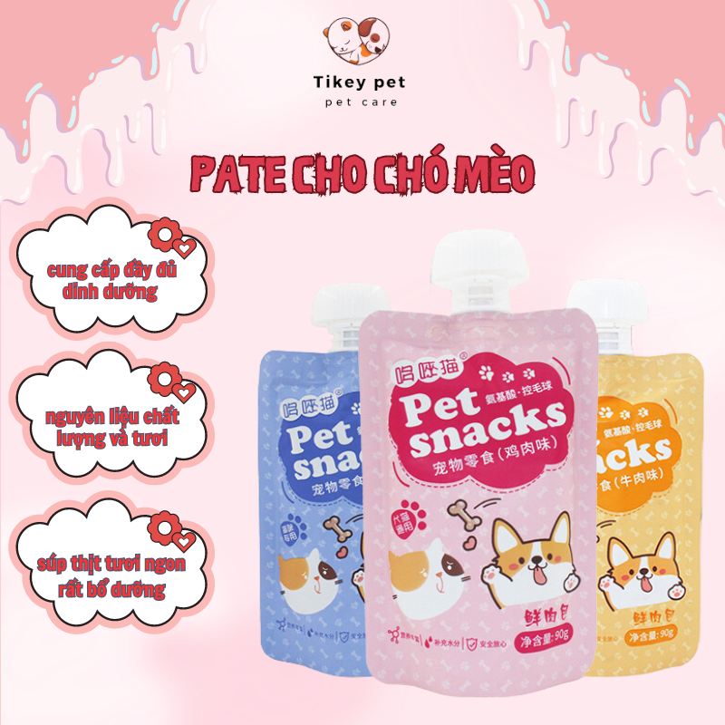 Pate cho chó mèo Pet Snacks dạng súp có nắp vặn 90gr, thơm ngon và đầy ...