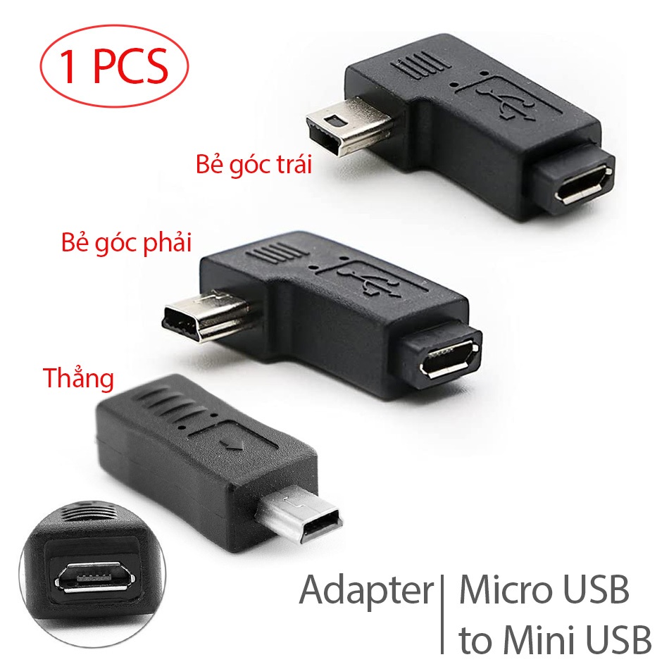 Đầu chuyển đổi cổng Micro USB sang cổng Mini USB Thẳng, Bẻ Góc Trái , Bẻ Góc Phải | Shopee Việt Nam