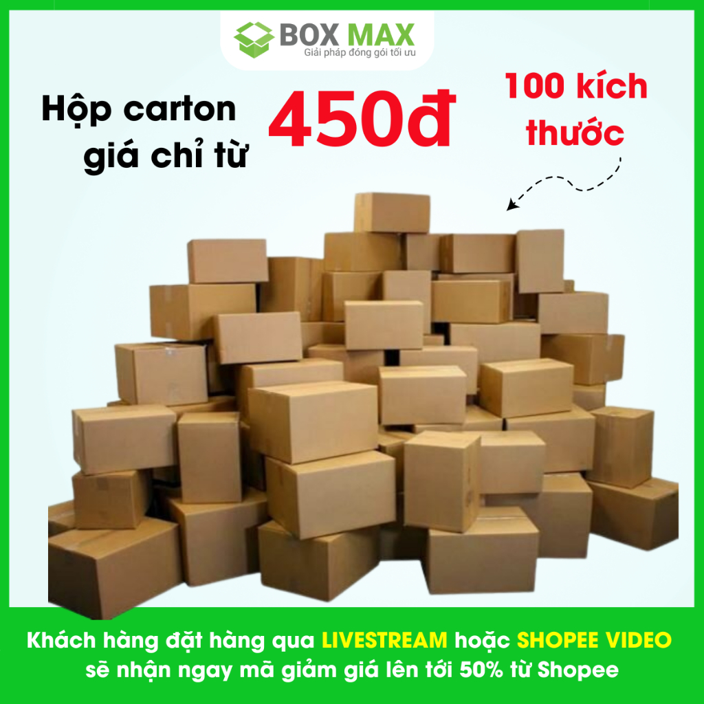 Hộp carton gói hàng nhiều kích thước VỪA và NHỎ, hộp giấy shipcod đóng ...
