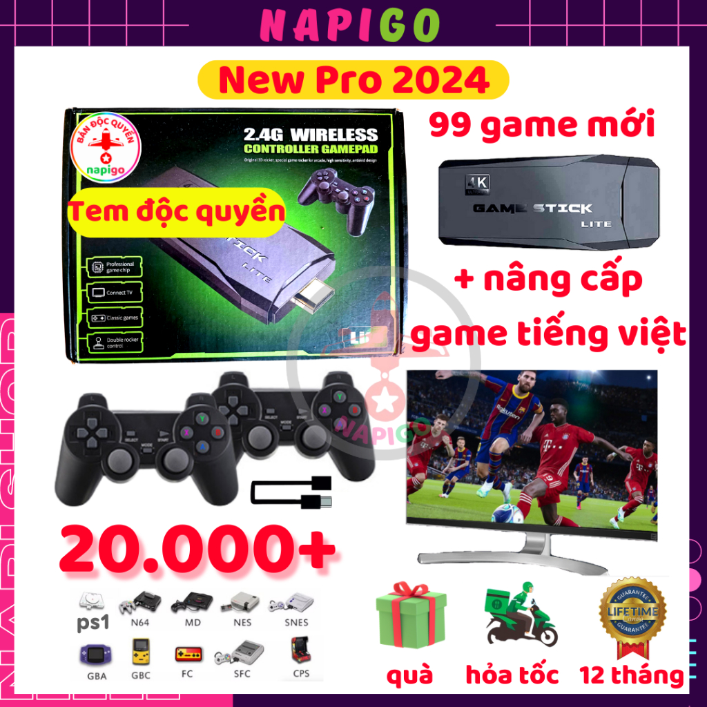 Game Stick M8 3D 41000 game PSP, PS HDMI điện tử 4 nút máy chơi game Napigo cầm tay không dây ...