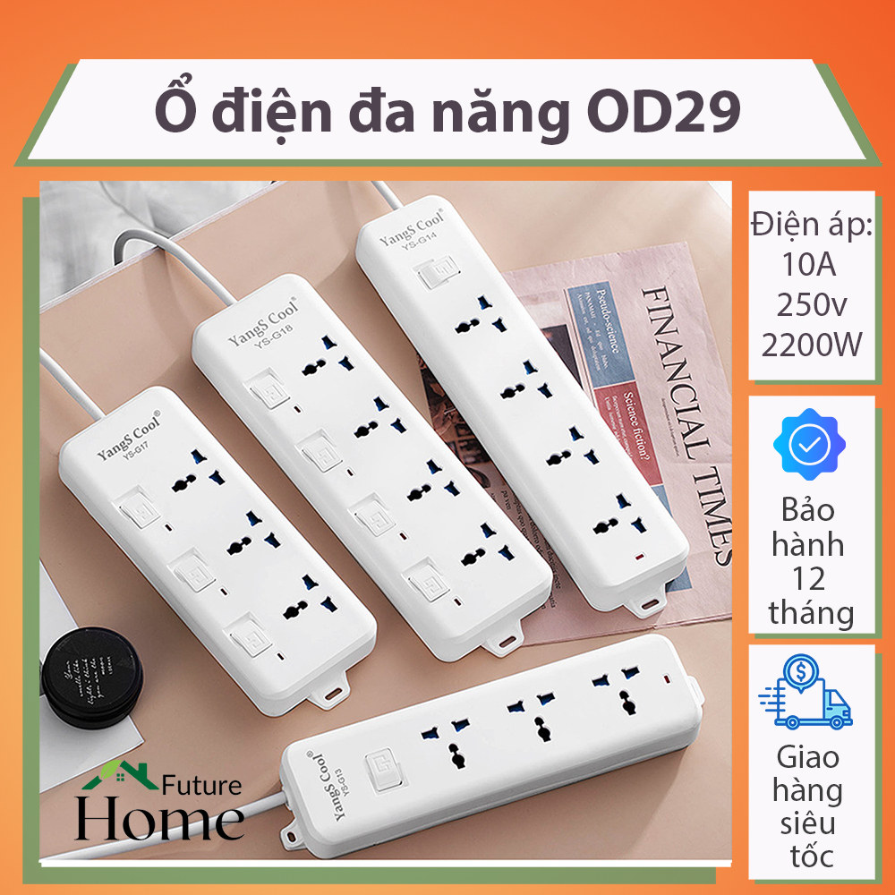 Ổ cắm điện đa năng HomeFuture , dây lõi đồng dài 2-5m chống giật chống cháy , có cổng USB 5v3,1A ...