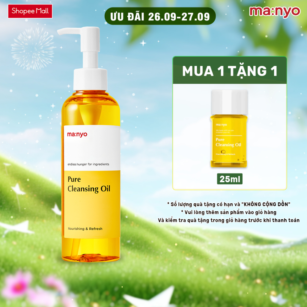 Dầu tẩy trang ma:nyo Pure Cleansing Oil 200ML loại bỏ lớp trang điểm đậm. | Shopee Việt Nam