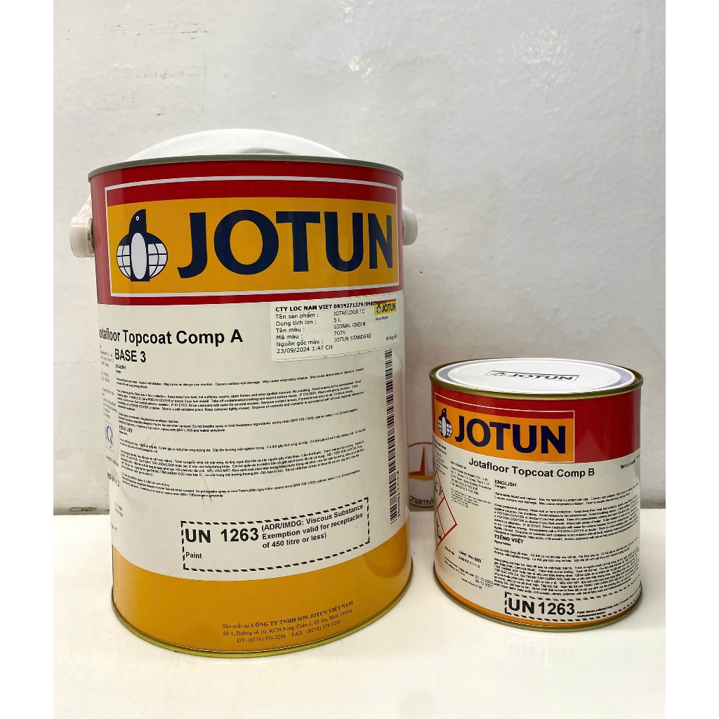 Sơn sàn bê tông epoxy Jotun Jotafloor Topcoat Base 3 màu xanh Signal ...
