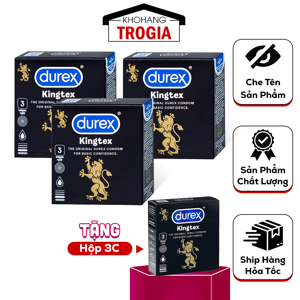 Bao Cao Su Durex Kingtex Siêu Mỏng, Bcs Size Nhỏ 49mm Ôm Sát, Nhiều Gel Bôi Trơn (Hộp 3C ...