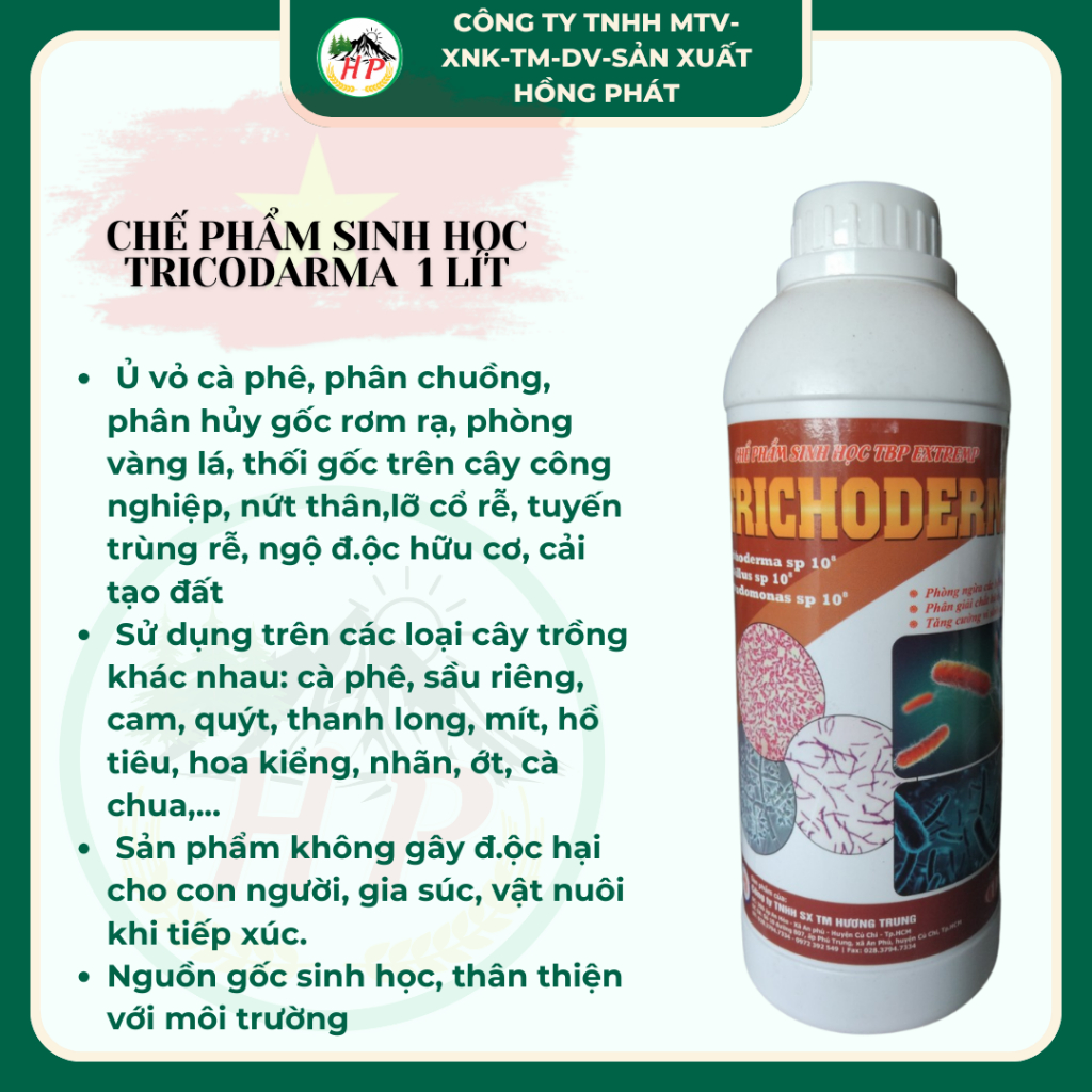 Chế phẩm Trichoderma chai 1L ủ phân hữu cơ, ngừa thối rễ, phòng các ...