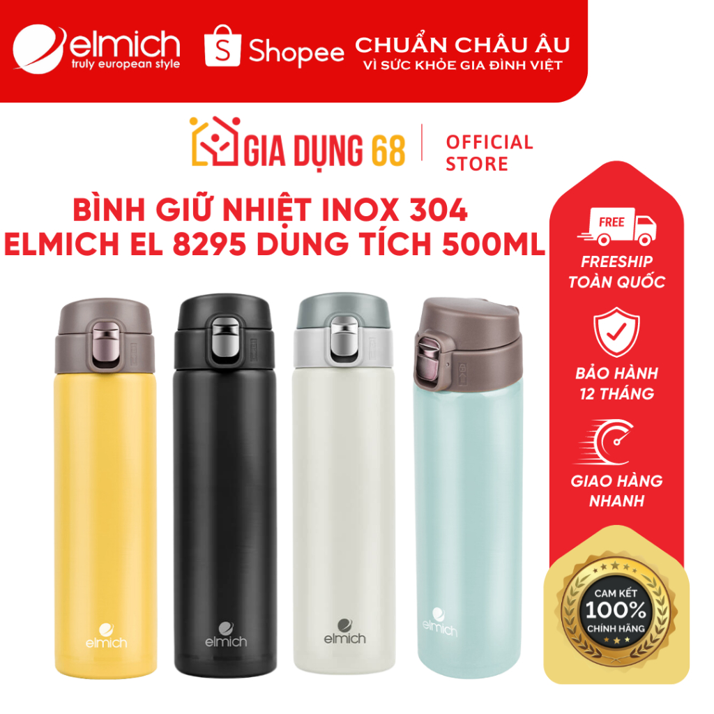 Bình giữ nhiệt inox 304 Elmich EL 8295BE / EL 8295Y / EL 8295B / EL ...