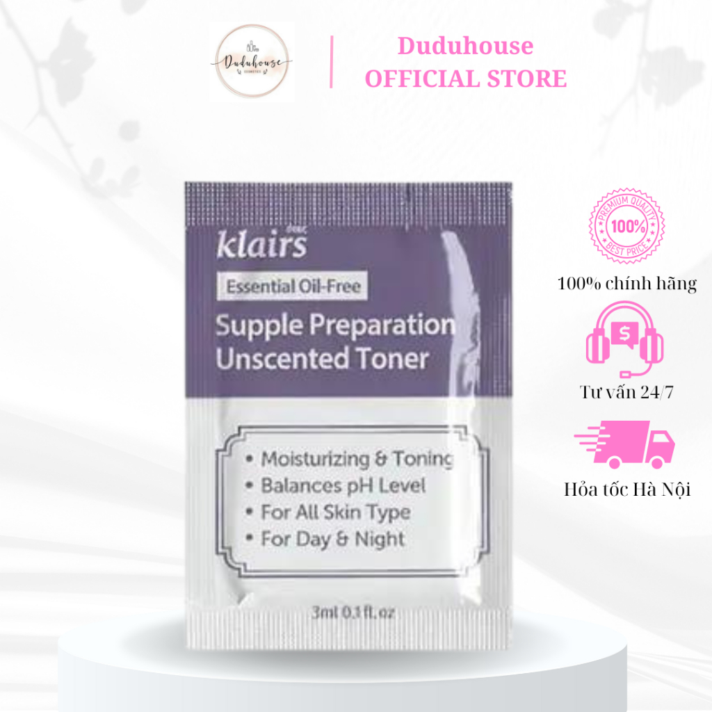 Nước hoa hồng Klairs Supple Preparation Unscented Toner Sample 3ml ...