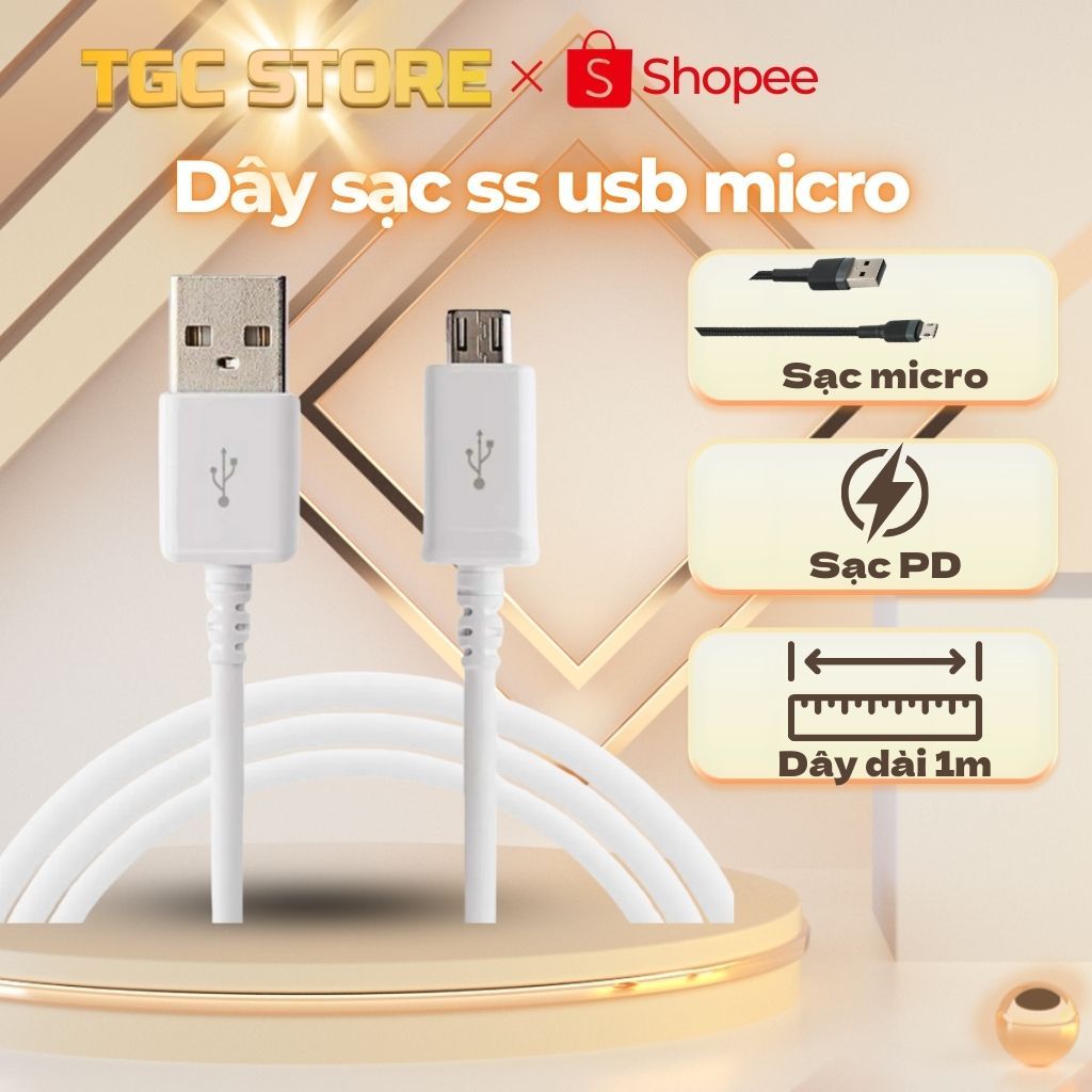 Dây Cáp Sạc Ss Micro USB Sạc pin truyền dữ liệu dài 1m Sạc siêu ổn định ...