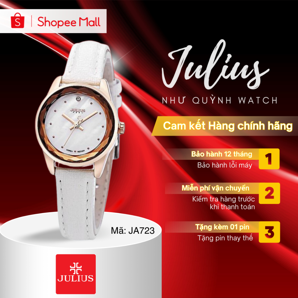 [Mã FADEP1110 giảm đến 30k đơn từ 99k] Đồng Hồ Nữ JA-723B Julius Hàn Quốc Dây Da (Trắng) / Dây ...