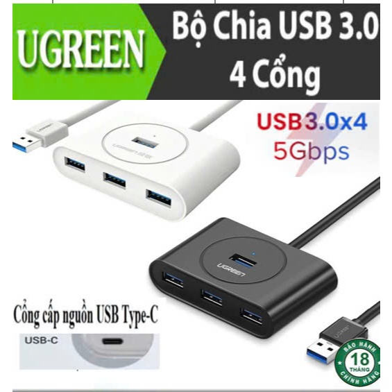 Bộ Chia Hub USB to 4 USB 3.0 UGREEN 20290 20291 20282 20283 CR113 (dây 0.5met và 1met ) | Shopee ...