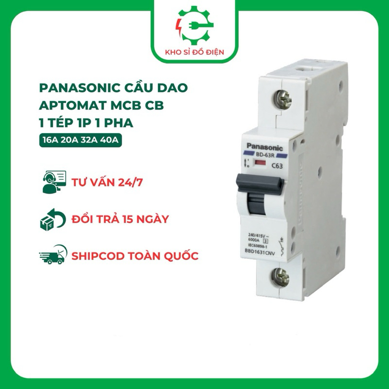 PANASONIC Cầu dao Aptomat MCB CB 1 Tép 1P 1 Pha 16A 20A 32A 40A | Shopee Việt Nam
