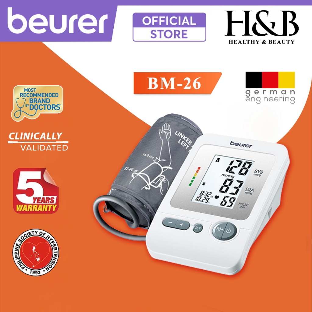 Máy Đo Huyết Áp Bắp Tay Beurer BM26 | Bộ Nhớ Dành Cho 4 Người Sử Dụng Bảo Hành Chính Hãng 5 Năm ...