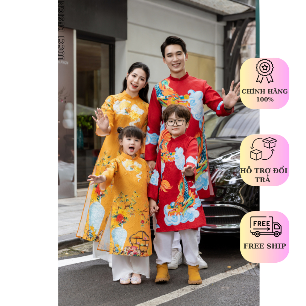 Áo dài cách tân gia đình Phú Qúy vài gấm cao cấp by Lucci.Design - Áo dài tết Collection 2025 ...