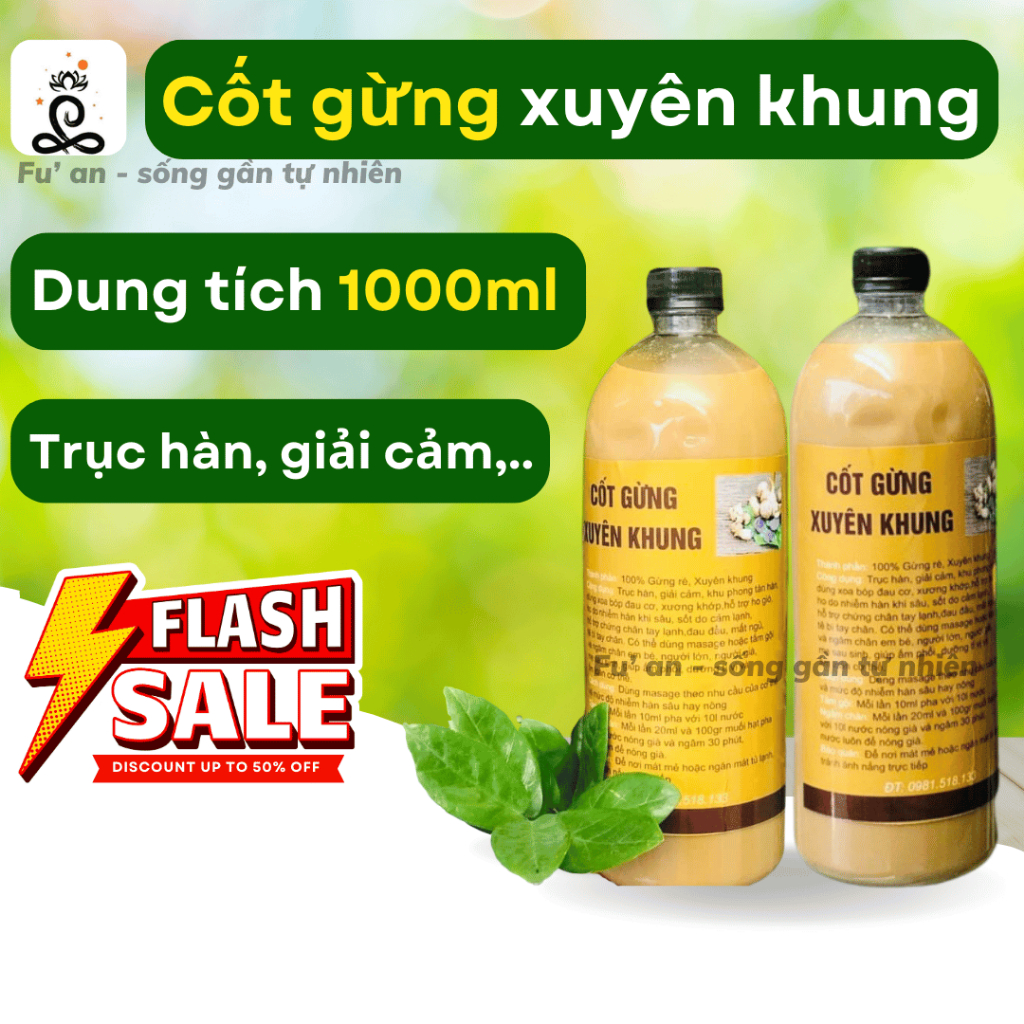 Cốt gừng xuyên khung FuAnHome 1L ủ tóc, xông, tắm, trục hàn, tăng cường lưu thông khí huyết ...