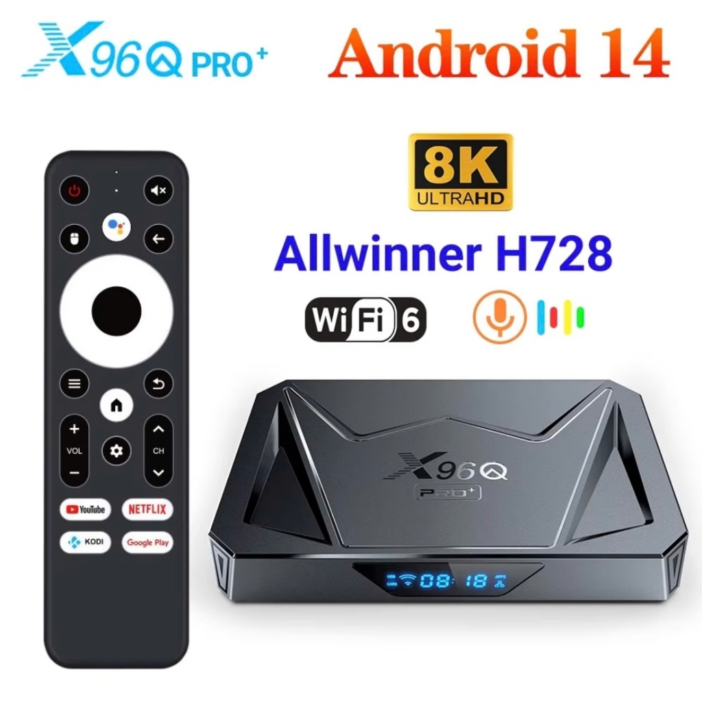 TV Box X96Q Pro Plus Android 14 CPU Allwinner H728 LAN 1000M Wifi6 (4 ...