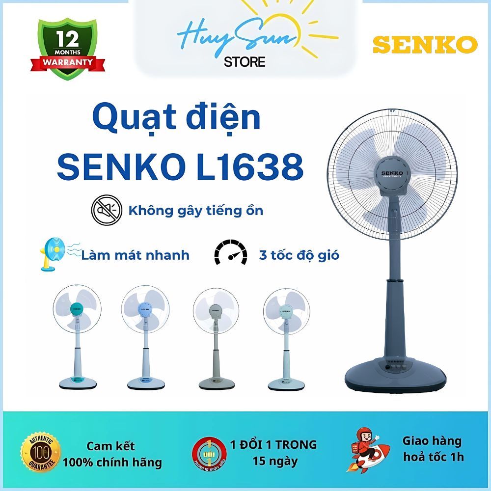 Quạt Lửng Senko L1638 (5 Màu Giao Màu Ngẫu Nhiên), 3 Tốc Độ Gió Êm Ái ...