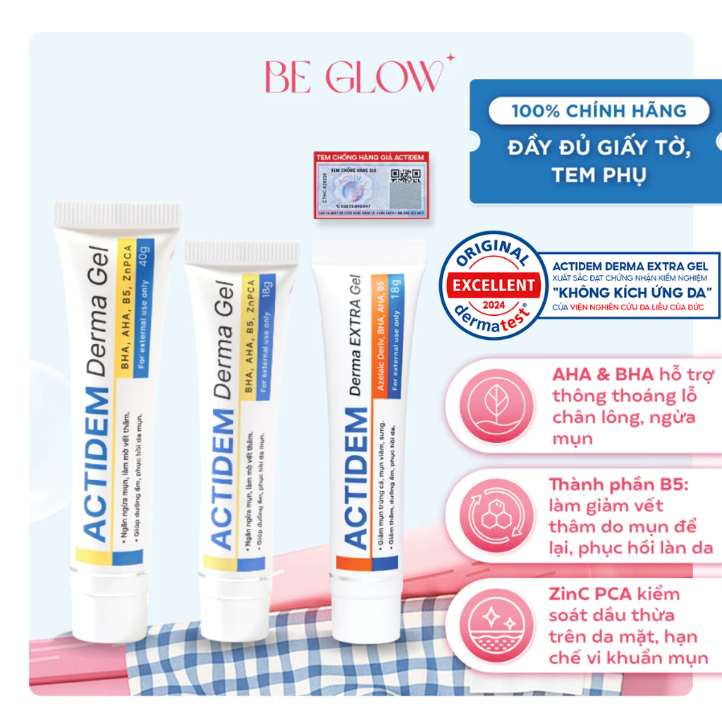 Gel giảm mụn, dưỡng ẩm da ACTIDEM Derma Gel 18gr [NPP Gel Aret Ấn ...
