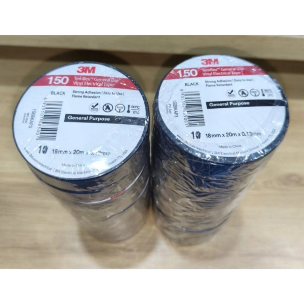 Băng Keo Điện PVC 3M™ Temflex™ 150, Màu Đen, 18 mm x 20 m, Keo Cách Điện 10 Cuộn - Tuấn Yến ...
