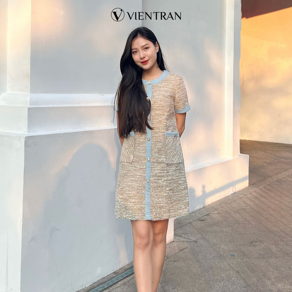 Đầm Dạ Tweed VIEN TRAN Dáng Suông V63T22T012 | Shopee Việt Nam