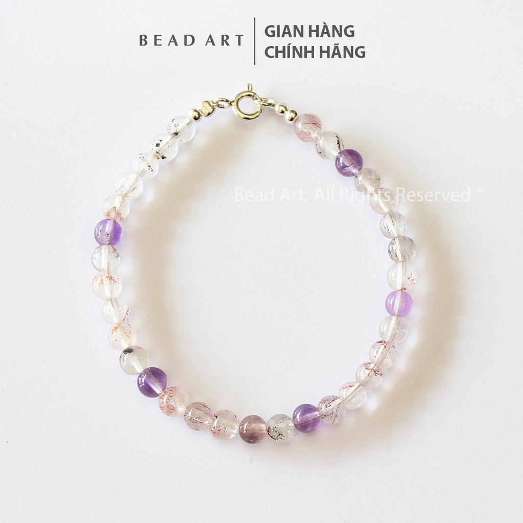 Vòng Tay 4.5MM Đá Super Seven Tròn, Đá Thông Thái Và Bạc 925, Phong ...