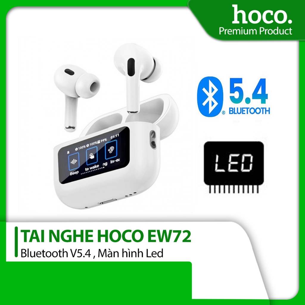 Tai nghe Bluetooth V5.4 Hoco EW72 màn hình LED cảm ứng chống ồn ANC pin ...