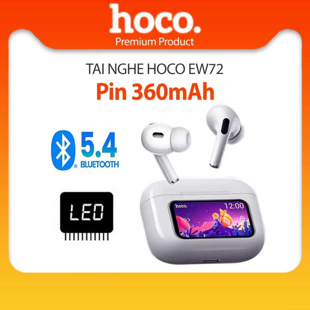 Tai nghe Bluetooth V5.4 Hoco EW72 pin 360mAh màn hình LED hiển thị cảm ...