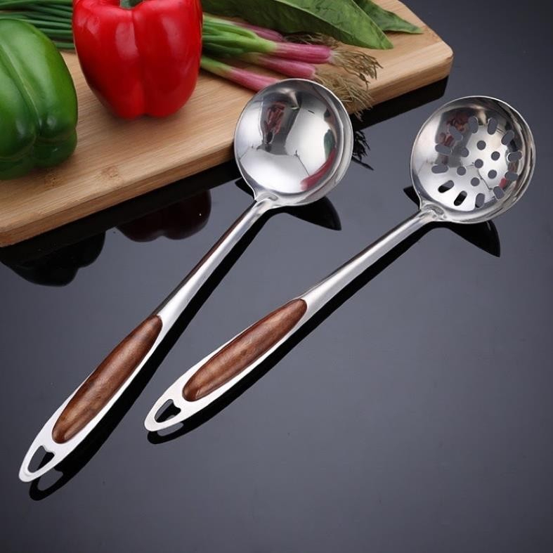 Muôi Múc Canh Inox 304 Cao Cấp Cán Gỗ- Thìa Canh Inox Và Thìa Lẩu,Muôi ...