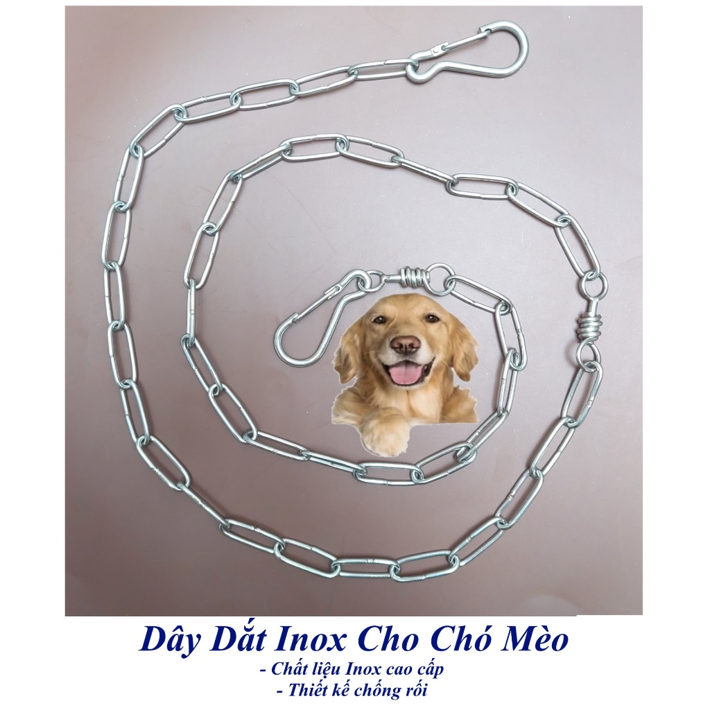 Dây dắt inox cho Chó Mèo Kiểu hàn liền Chất liệu inox cao cấp, Không gỉ ...